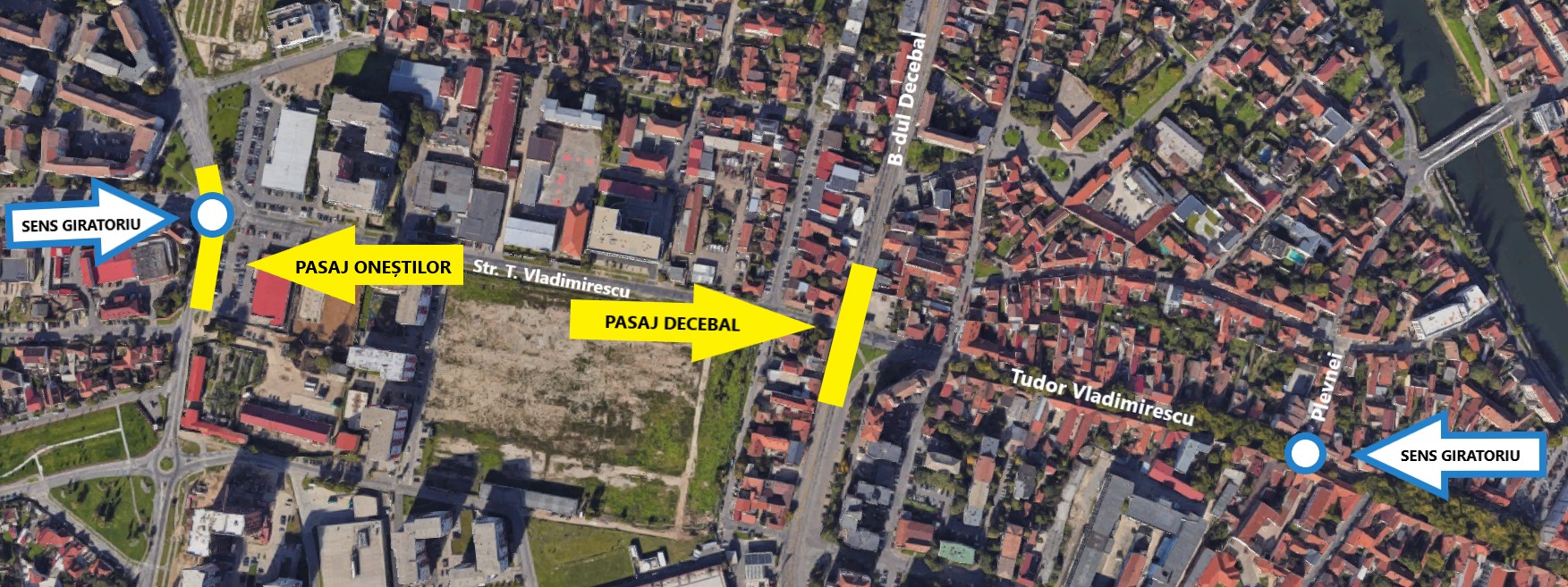 Primăria Oradea intenționează să amenajeze un sens giratoriu la intersecția străzii T ...